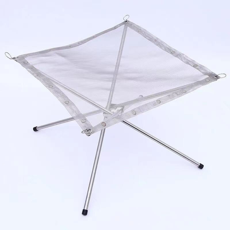 Portable Outdoor Fire Pit Steel Mesh Fire Rack Sta... – Grandado