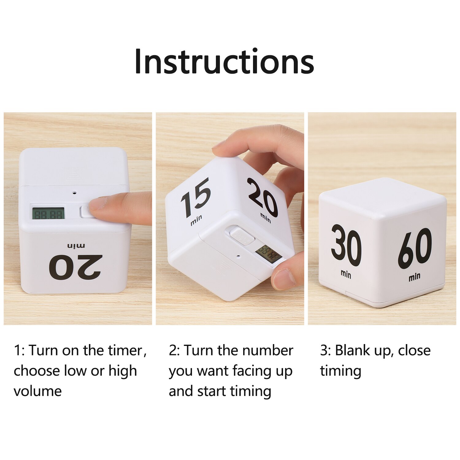 2pcs White Cube Timers Gravity Sensor Flip Timer K Grandado