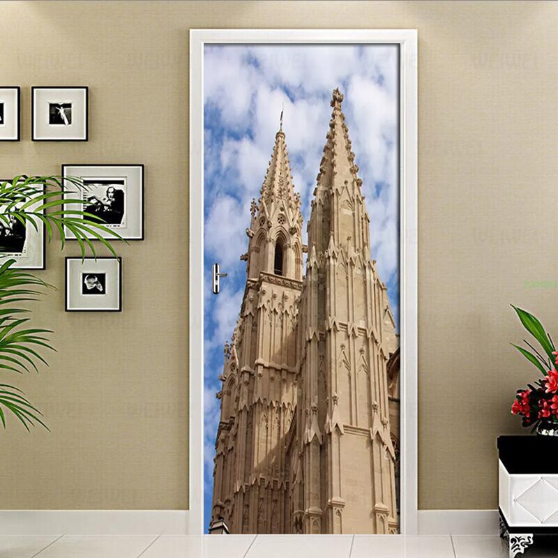 PVC Self-Adhesive DIY Door Stickers European Castl... – Grandado