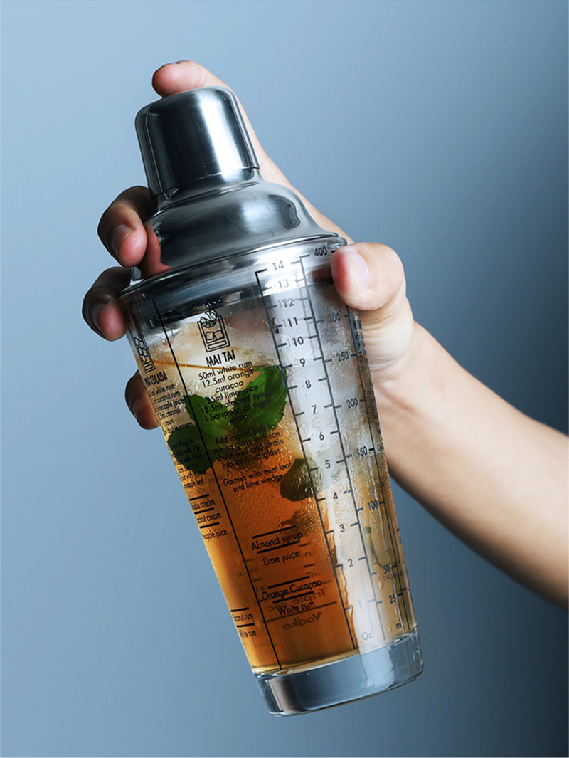 400ml Glass Cocktail Shaker with Stainless steel C... – Grandado