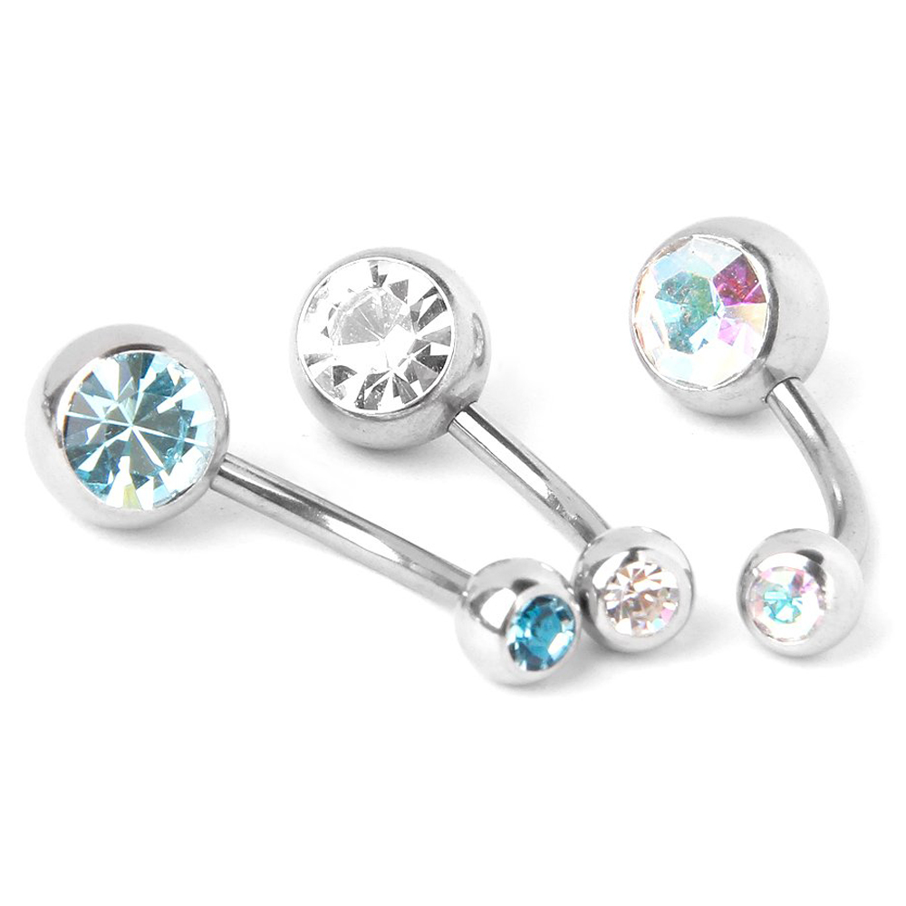 8x Rhinestone Titanium body jewelry navel piercing – Vicedeal