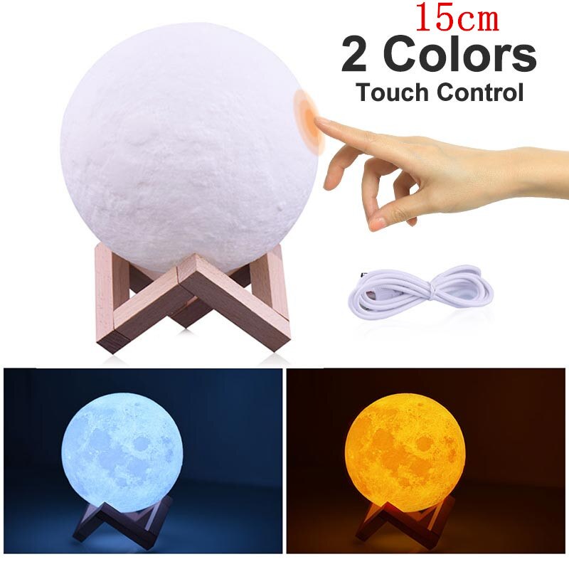 Lampada 3D Print Rechargeable Moon Lamps LED Night... – Grandado