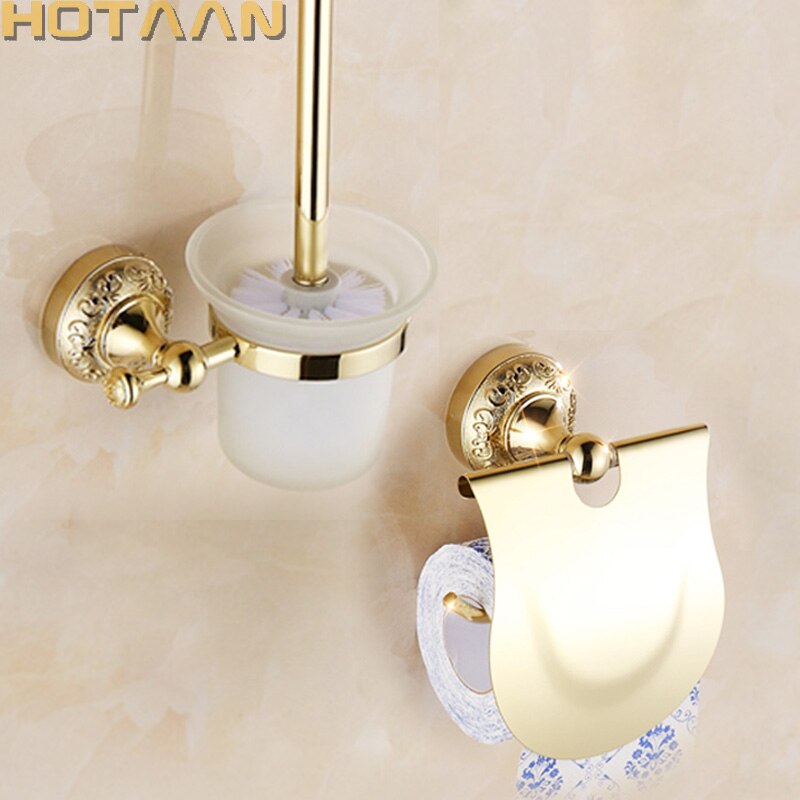 ,solid brass Bathroom Accessories Set,toilet brush... – Grandado