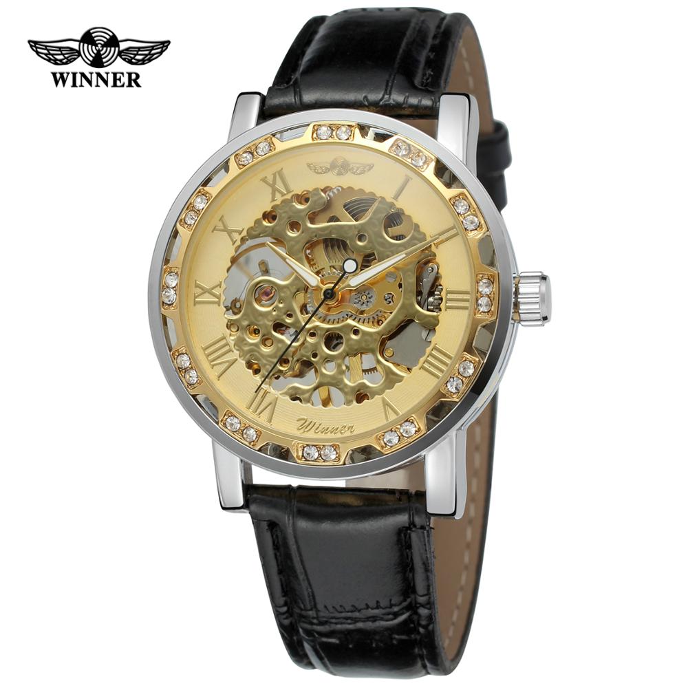 Winner Transparent Skeleton Dial Golden Watches Cl... – Vicedeal