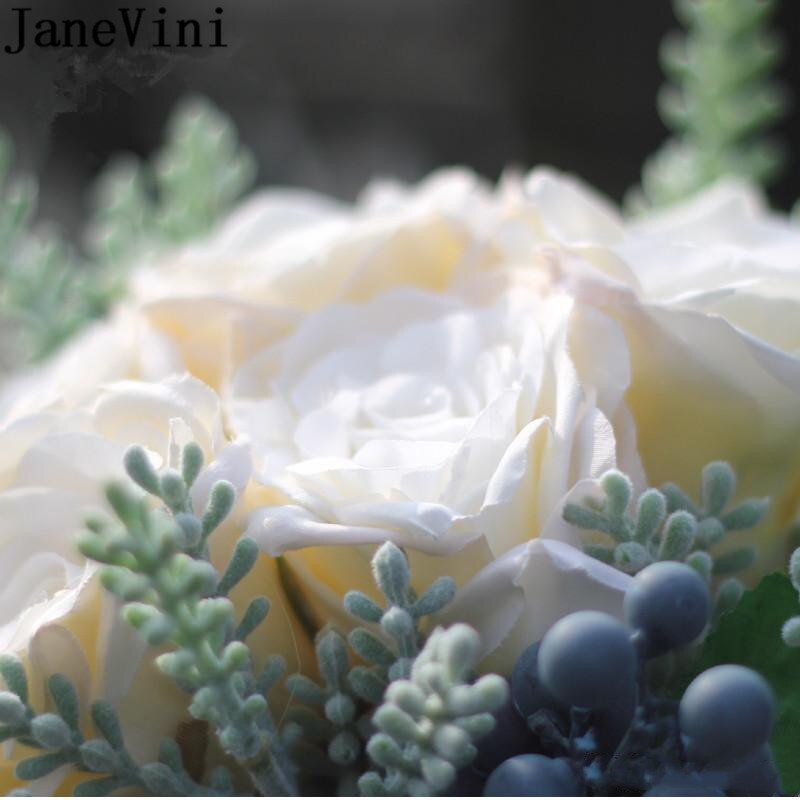 JaneVini White Roses Wedding Bridesmaid Bouquet Ar... – Grandado