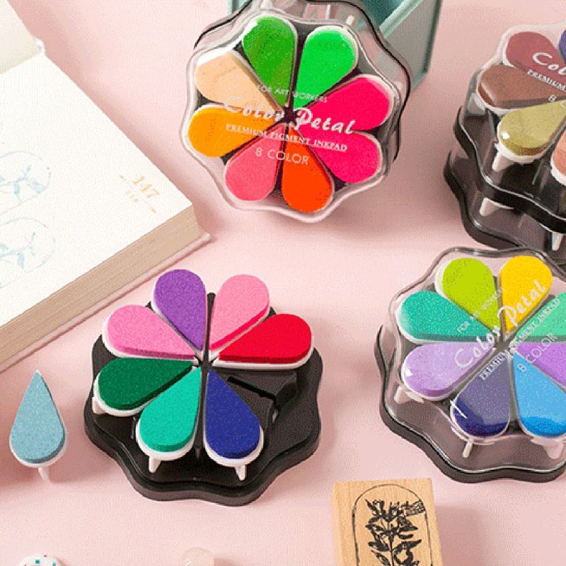 Cute 8Colors Water Petal Ink Pad Stamp DIY Finger ... – Vicedeal
