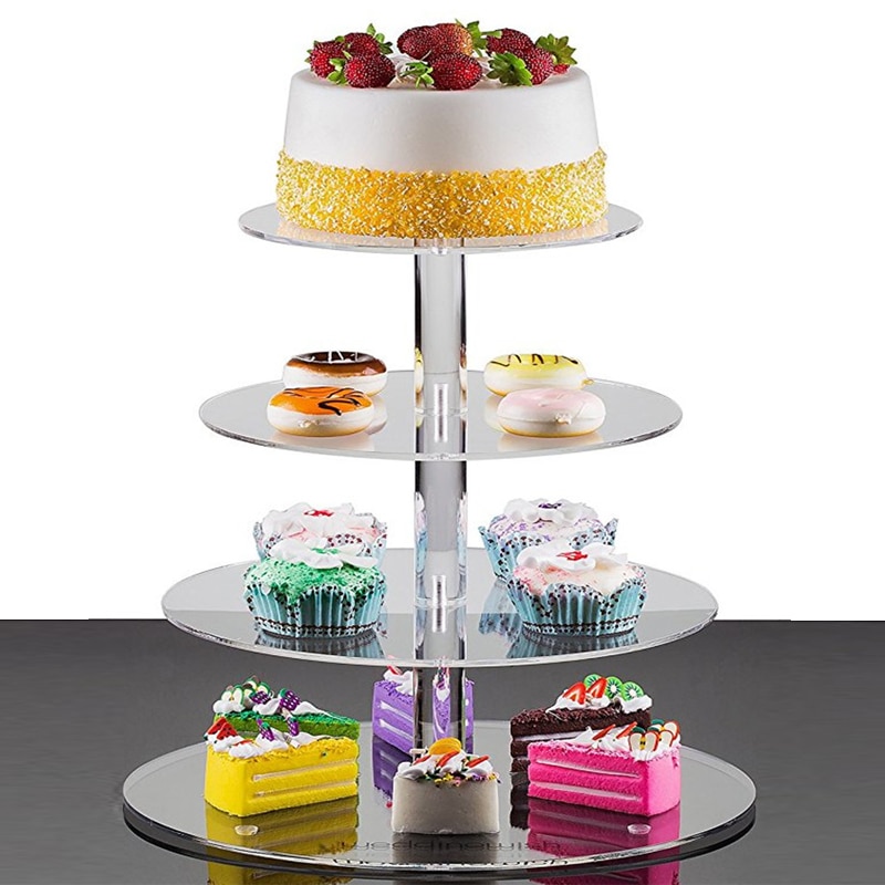 Acrylic 3/4 layer Cake Stand Wedding Cakes Round C... – Grandado