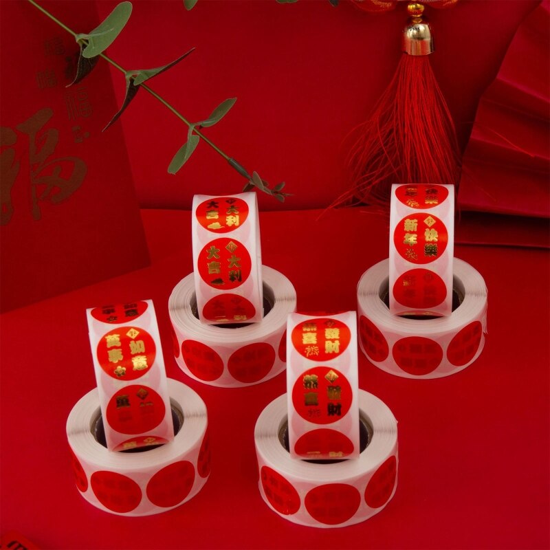500 Pcs Round Chinese Year Stickers Self Adhesive ... – Grandado