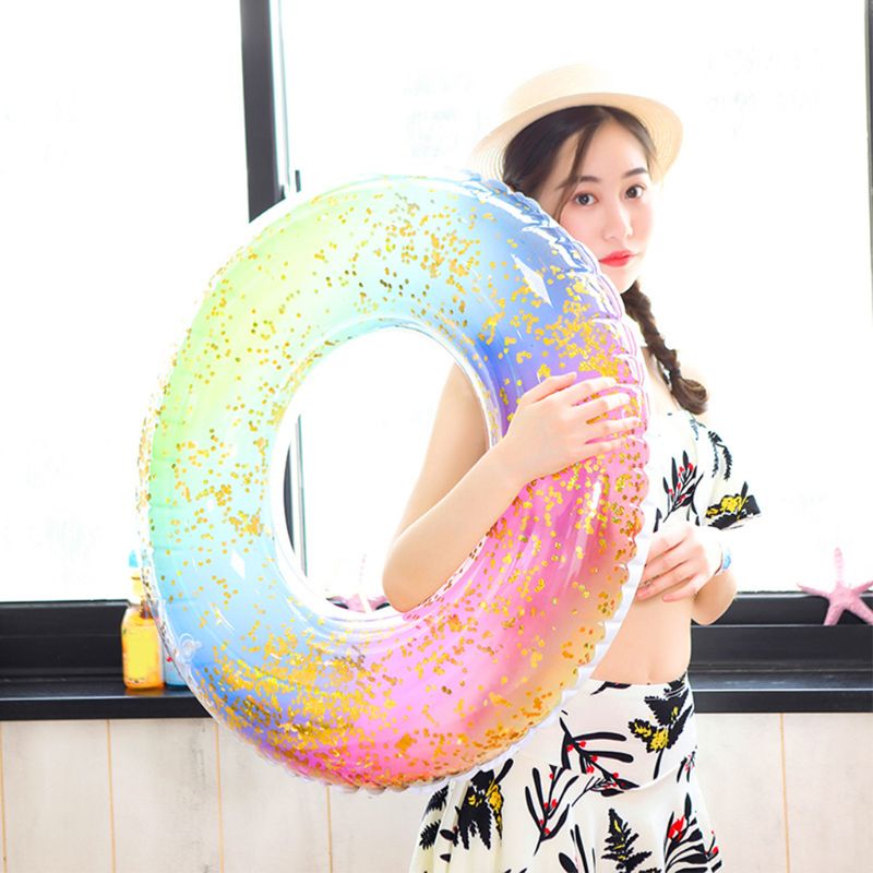 Gitter Sequins Rainbow Gradient Inflatable Swimmin... – Grandado