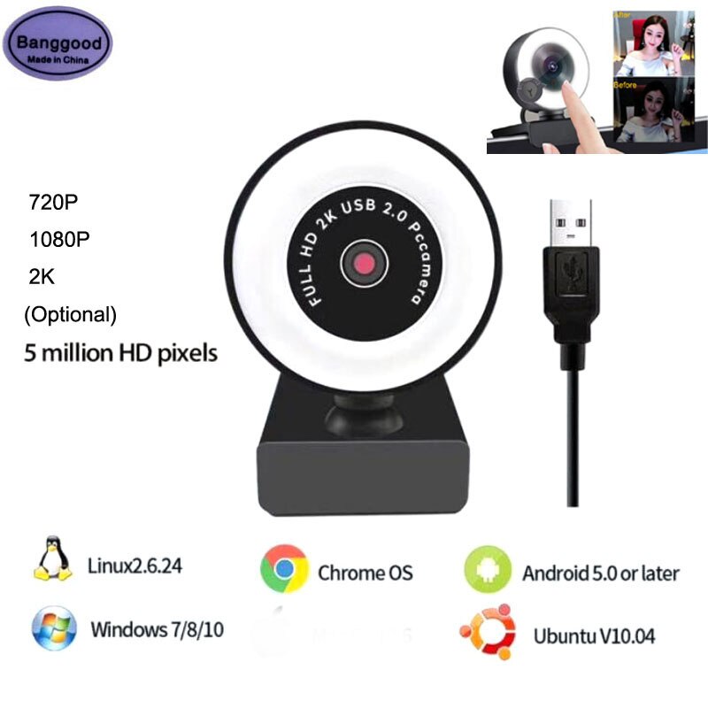 HD 720P/1080P/2K Webcam Computer PC 5 Million Pixe... – Vicedeal