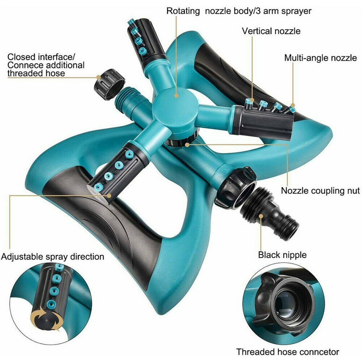 360 ° rotatif automatique jardin arroseurs arrosage herbe pelouse buse ...
