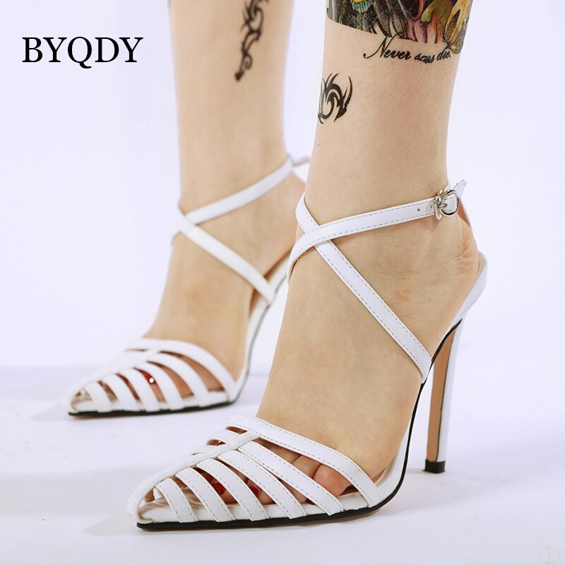BYQDY Weiß Schuhe Hohe Ferse Sandalen Spitz Sandal... – Vicedeal