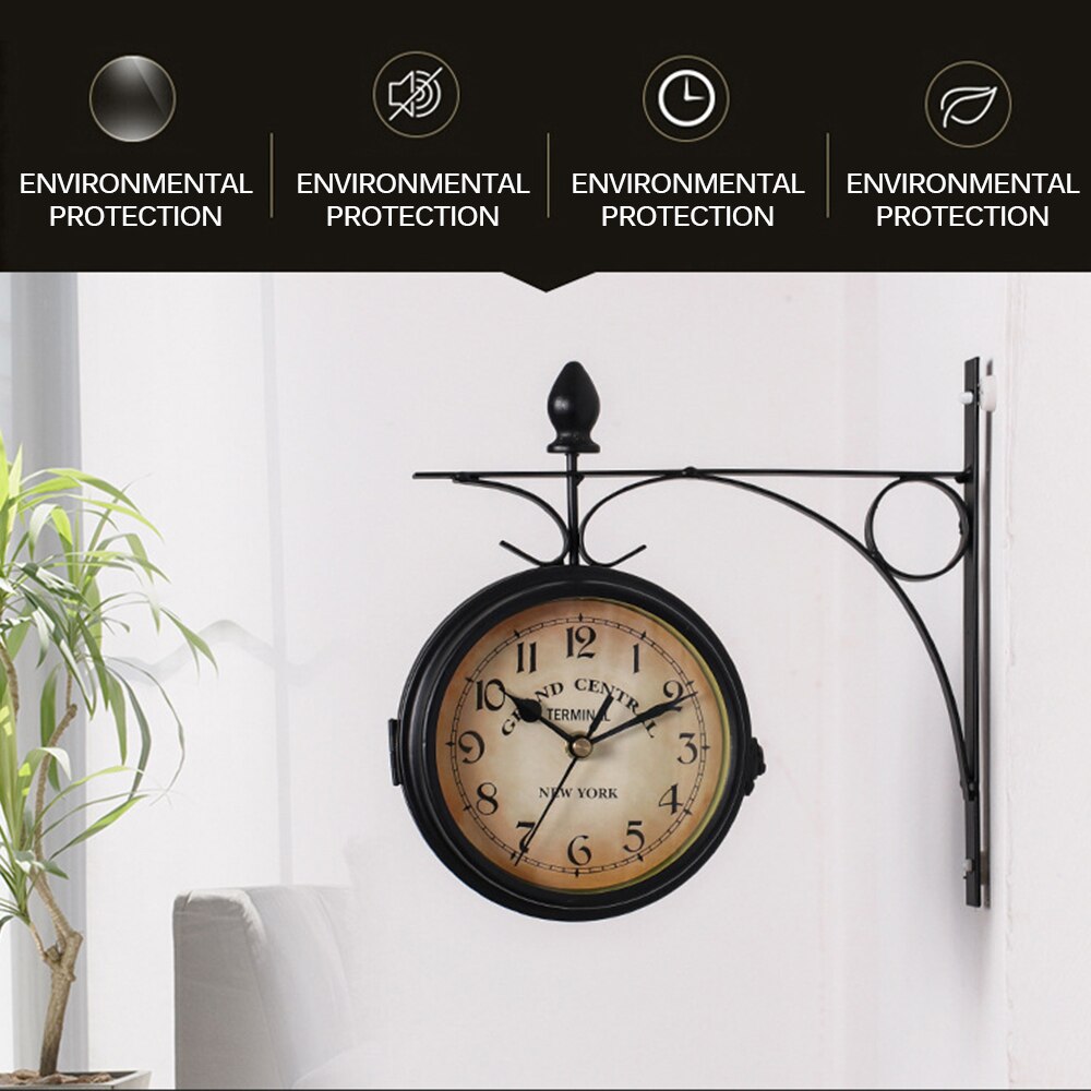 Double Side Wall Clock European Style Iron Retro H... – Grandado