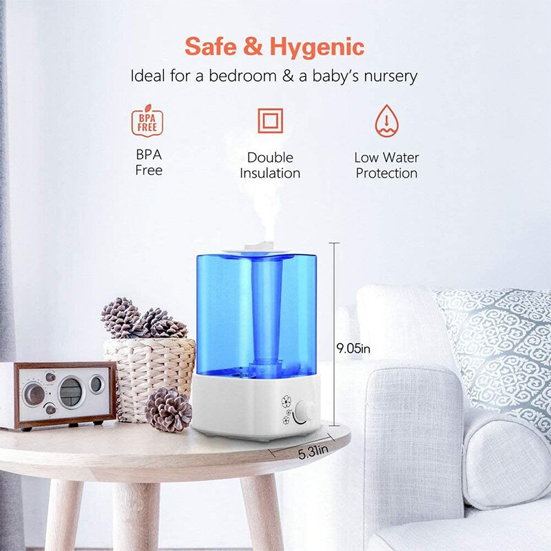 Top Silent Cold Mist Humidifier 2 Liter Small Air ... – Grandado