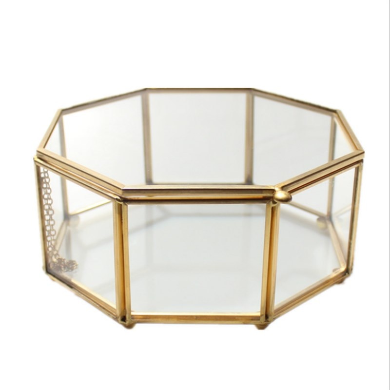 Golden Eight-sided Clamshell Jewelry Box Geometric... – Grandado