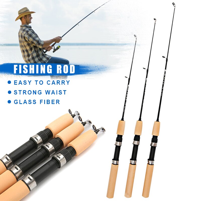 Straight handle winter fishing rod mini telescopic... – Grandado