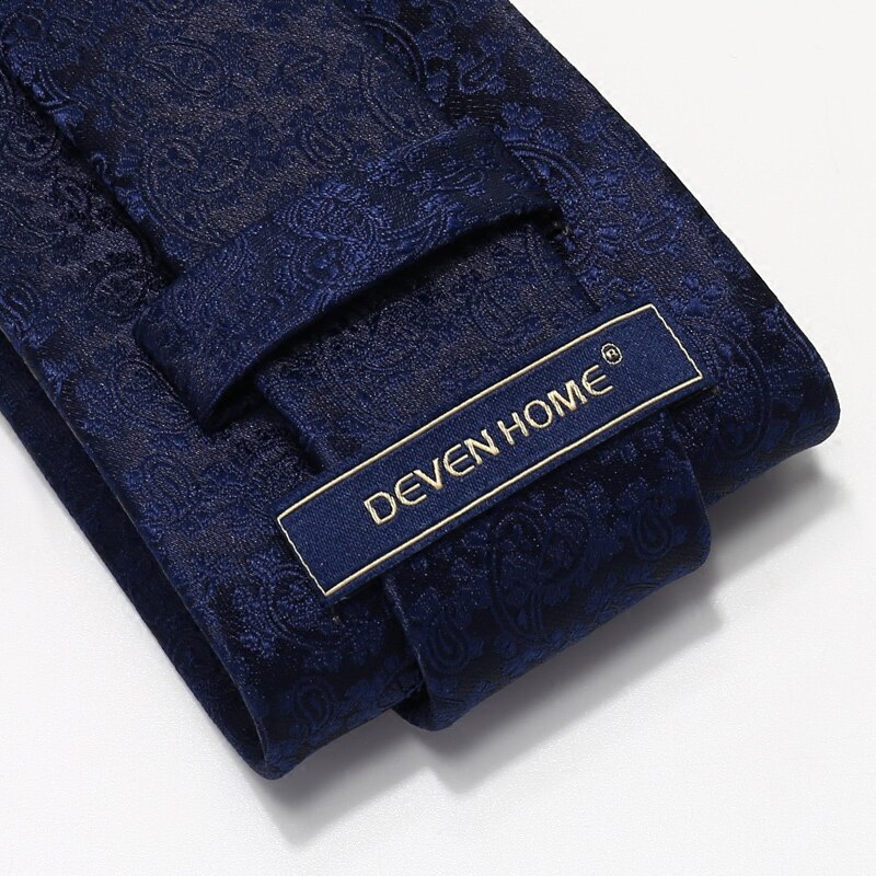 Brand Luxury Tie For Men 8 CM Jacquard Navy Blue F... – Grandado
