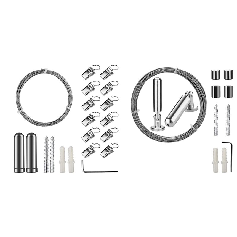 2 Set Curtain Wire Rod Set for Art Display - Stain... – Grandado