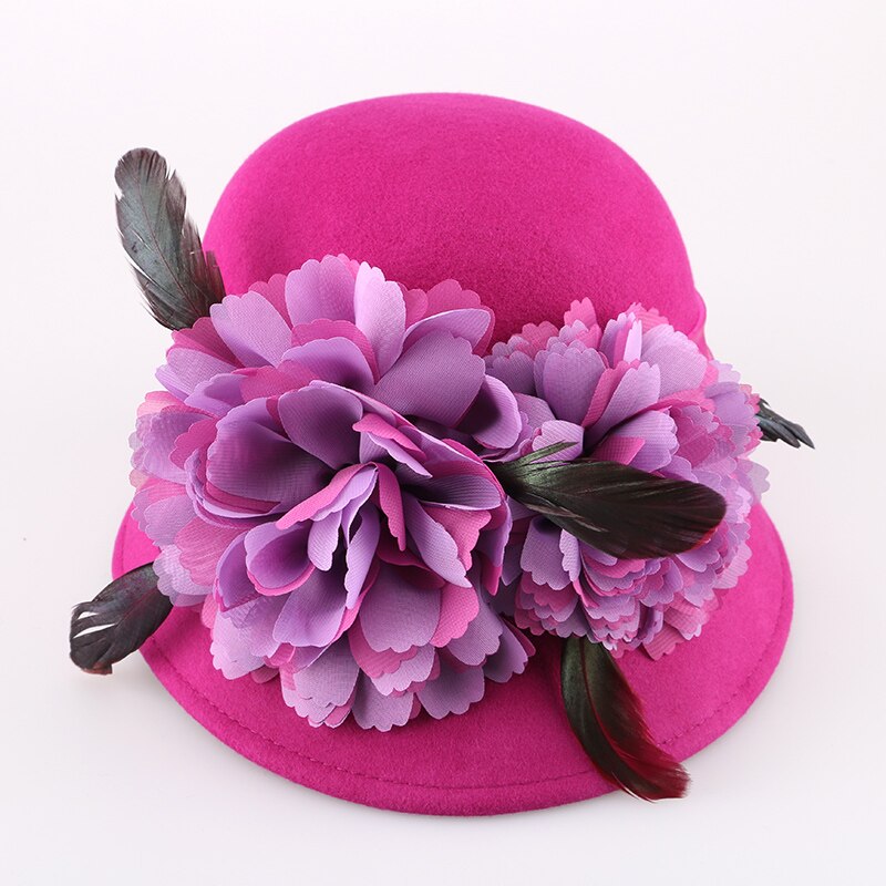 Lady Autumn winter hat female fedoras Wool Hat Bri... – Vicedeal