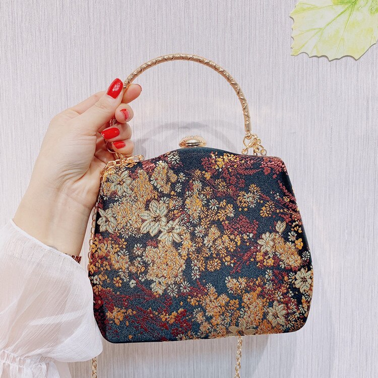 Bride Wedding Bags Red Embroidered Handbag Mouth G... – Grandado