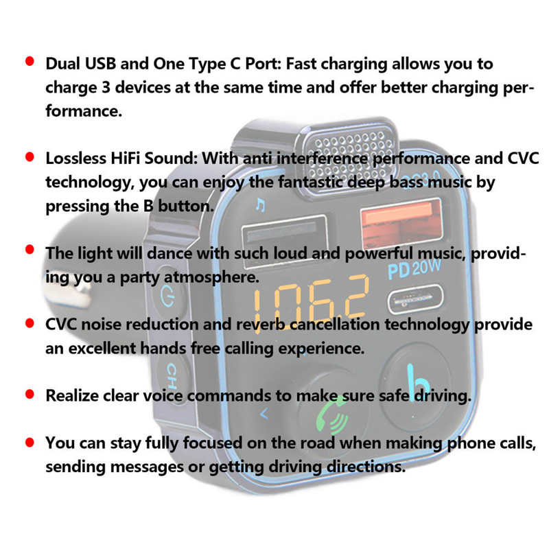 Auto Charger Hifi Sound Fm-zender Voor Auto – Grandado