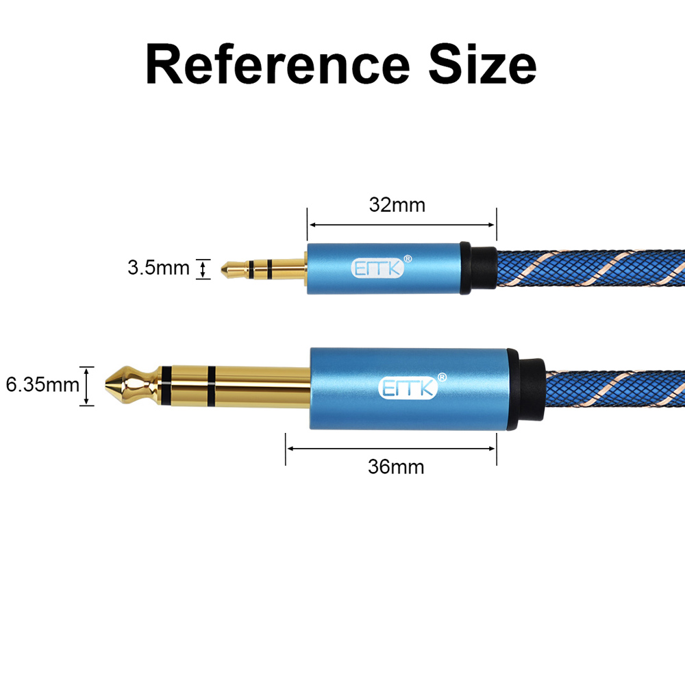 EMK 6.35mm 1/4" Male to 3.5mm 1/8" Male TRS Stereo... – Grandado