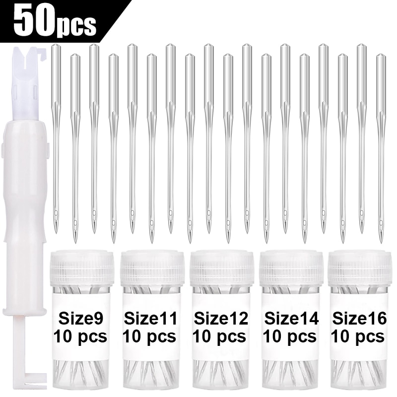 LMDZ 50Pcs Sewing Machine Needle With Threader 5 T... – Vicedeal