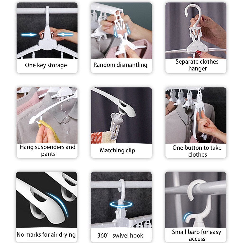 Multi-port Support Clothes Hanger Folding Magic Dr... – Grandado