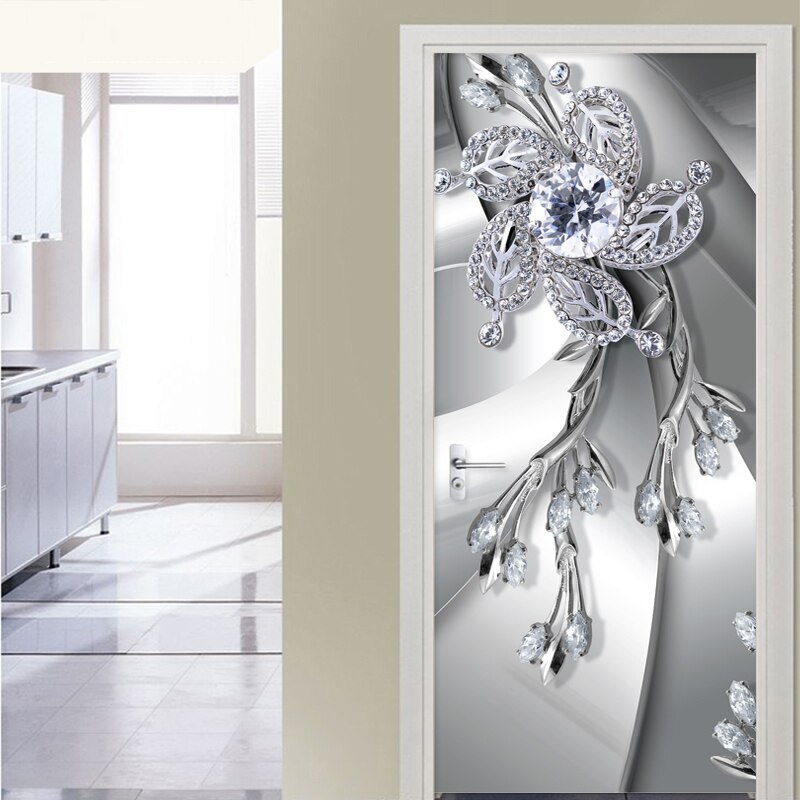 Modern 3D Metal Texture Diamond Flower Door Sticke... – Vicedeal