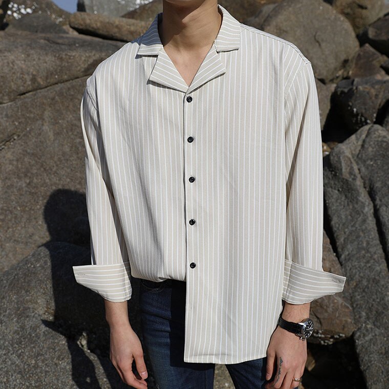 Classic Zwart Wit Gestreepte Shirt Heren Lange Mou... – Vicedeal