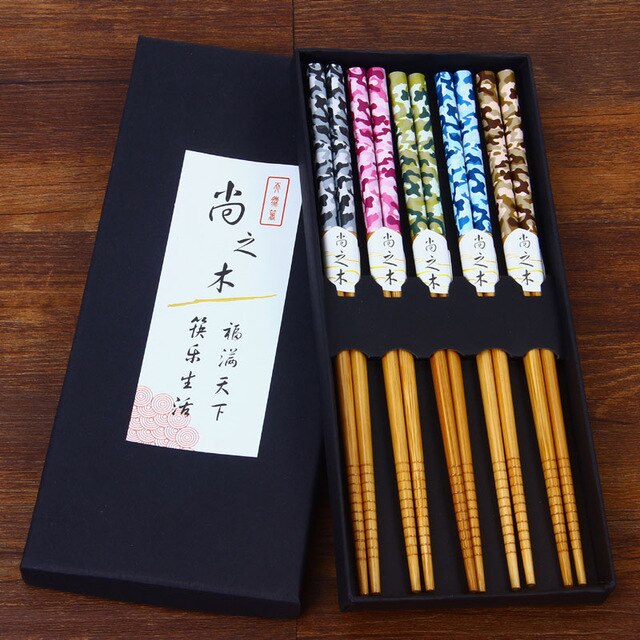 5 Pairs Natural Bamboo Chopsticks Japanese Sushi T... – Grandado