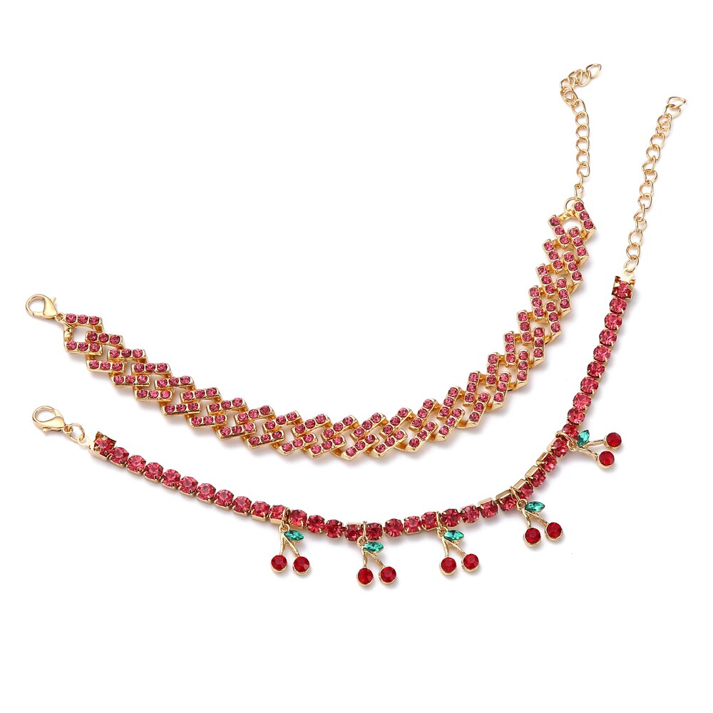 Cuban Link chain Bracelet set Iced Out Rhinestone ... – Grandado