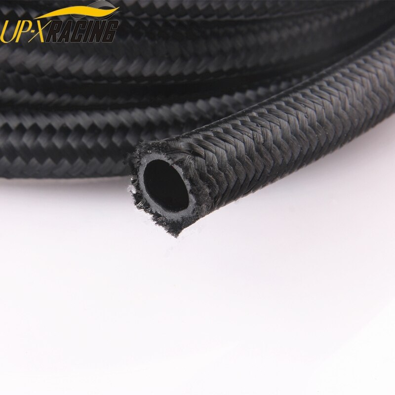 AN4 auto nylon stainless double braided hose black... – Grandado