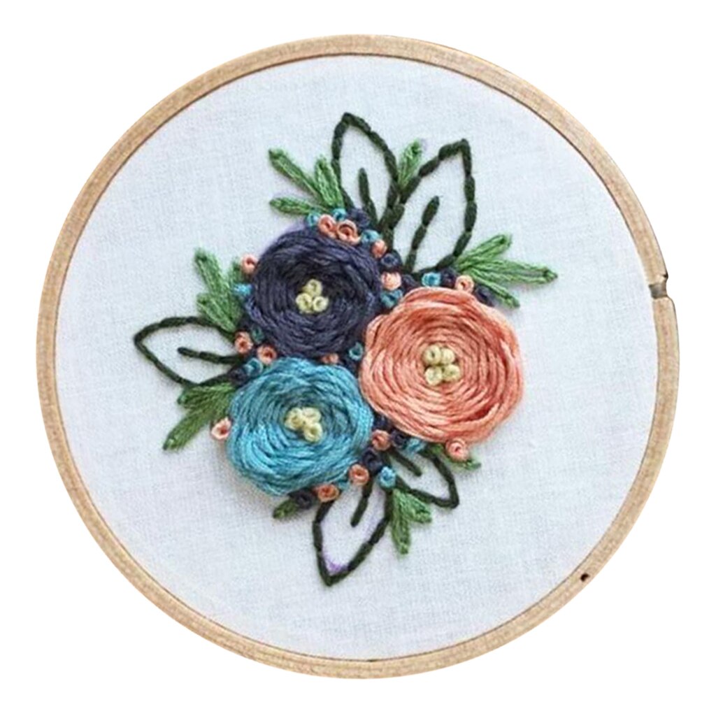 2x Flower Floral Pattern Embroidery Starter Kit Ho... – Grandado