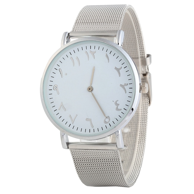 Silver color Arabic Numbers Watch Casual Women All... – Grandado