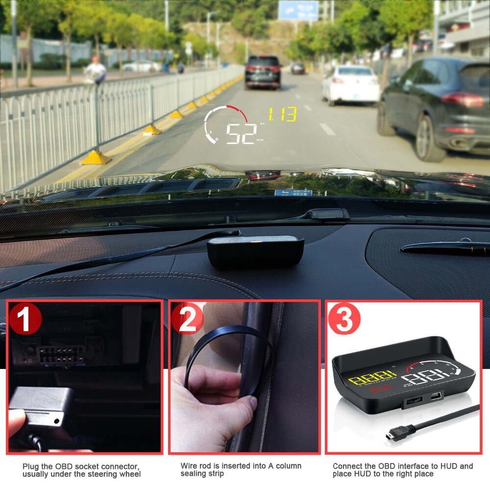 WiiYii M10 HUD OBD2 head up display Windshield Projector overSpeed ...