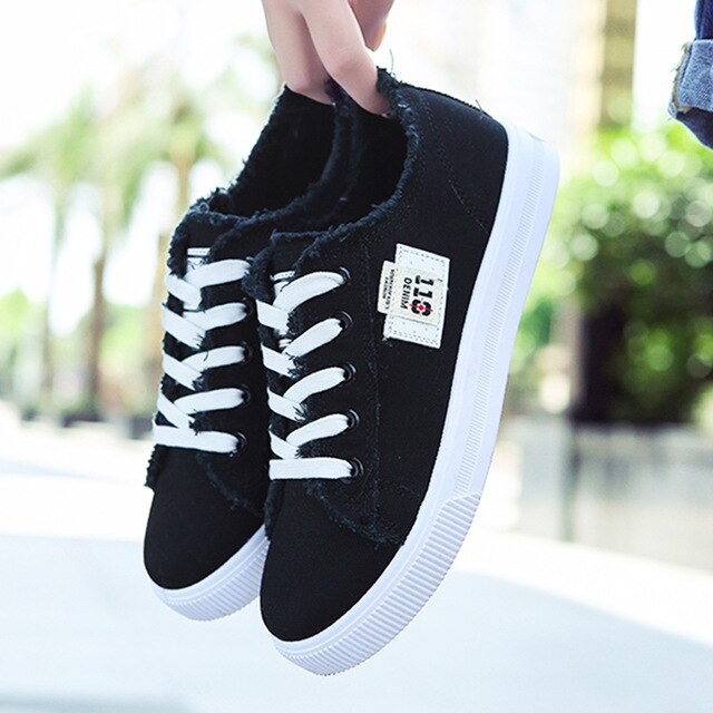 Lace-up Spring/autumn Sneakers for girls Denim sol... – Grandado
