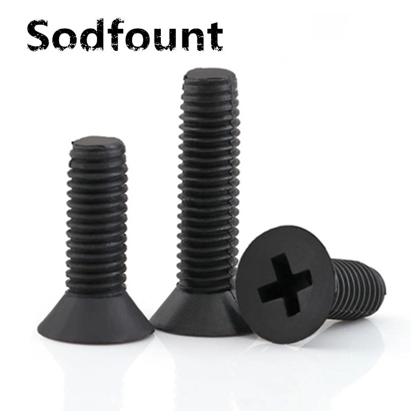 100 stks M3 M4 zwart kruis platte plastic schroef ... – Vicedeal