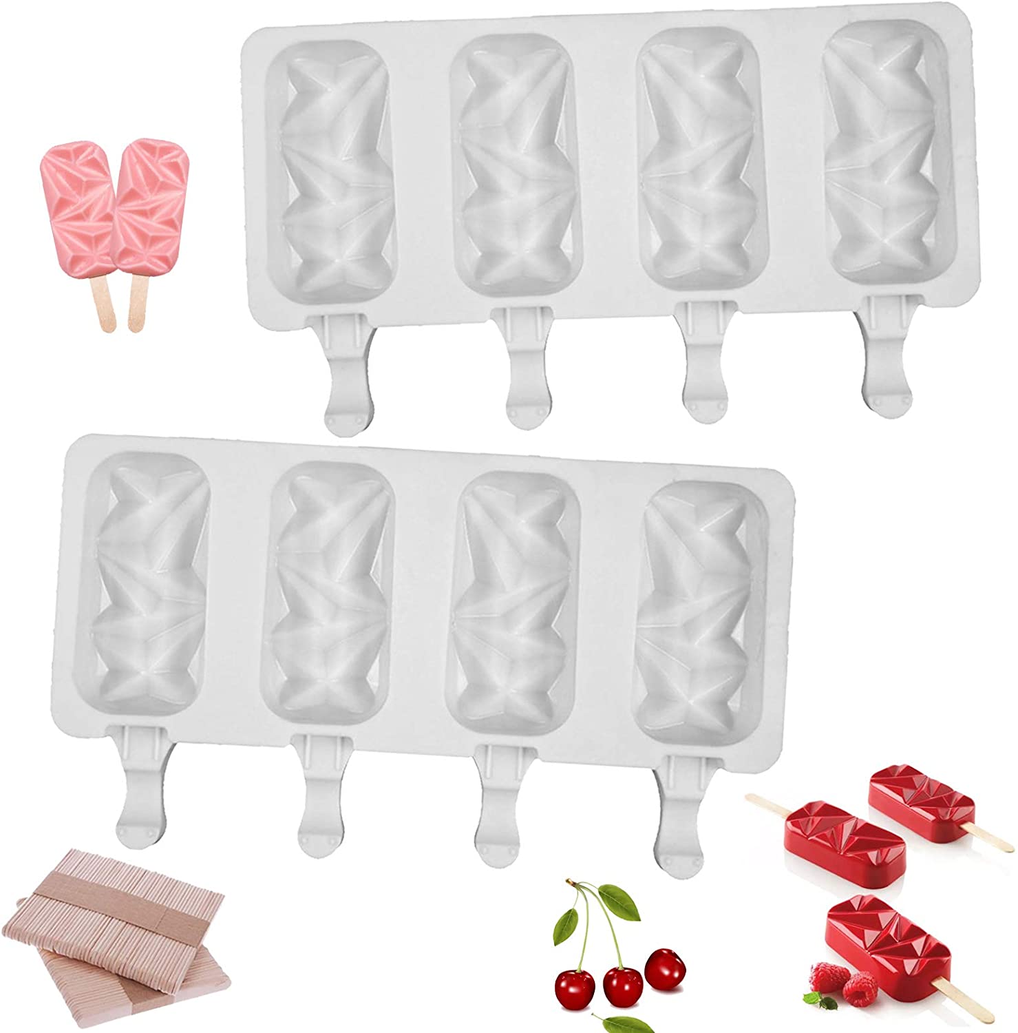 Moldes de paletas de silicona con 100 palos de mad... – Grandado