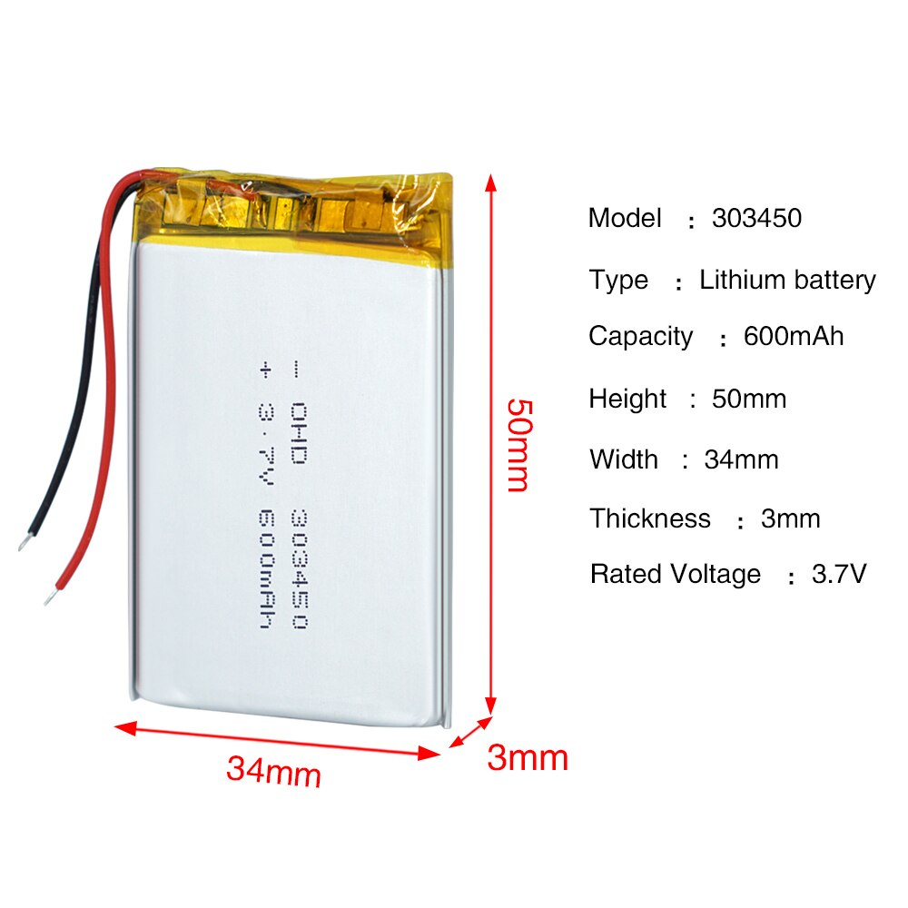 Rechargeable Battery Model 303450 500mah suitable ... – Grandado