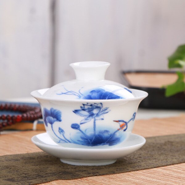 Blue and White Ceramic Bird Tea Bowl High-grade Fl... – Grandado