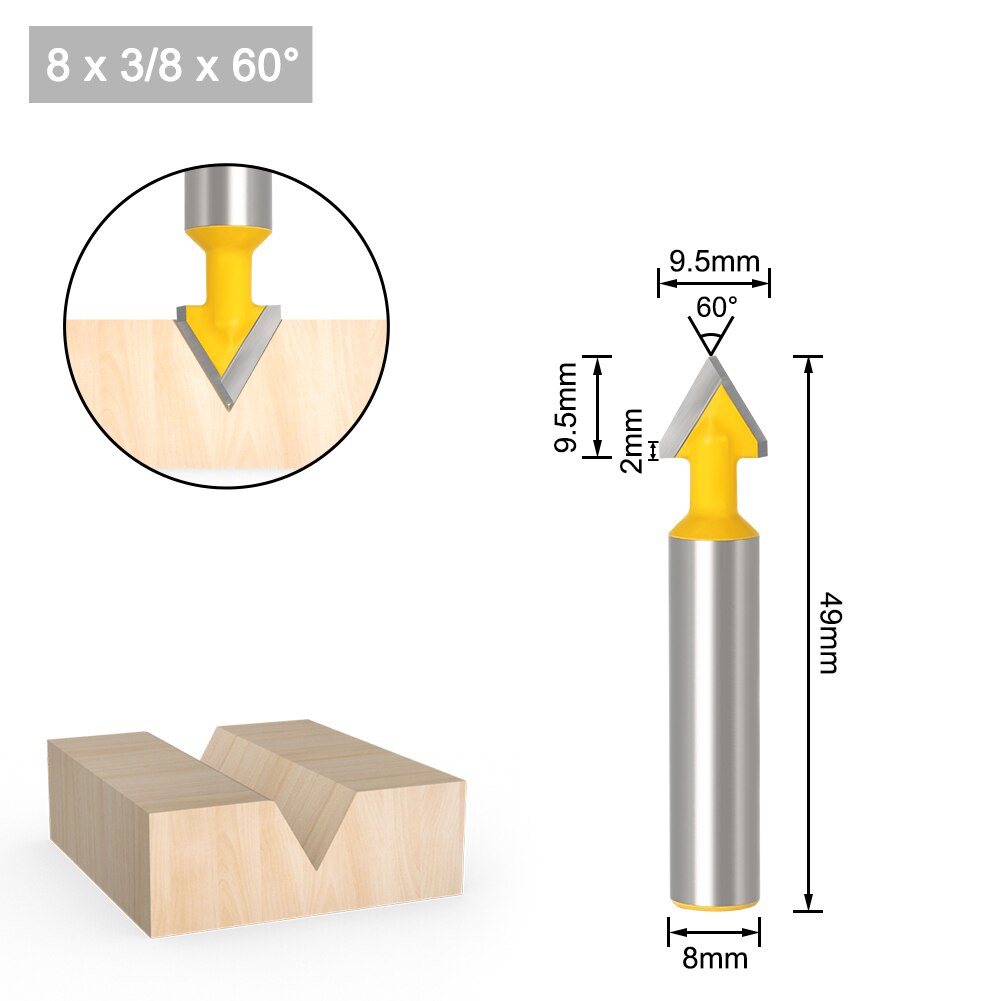 1pc 8mm Shank 90 Degree V Groove Template V-Groove... – Grandado