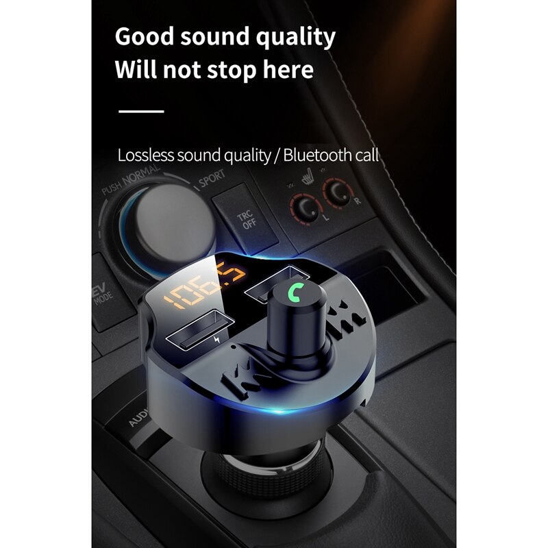 Car FM Transmitter, Bluetooth 5.0 Dual USB Smart Chip Hands Free MP3 ...