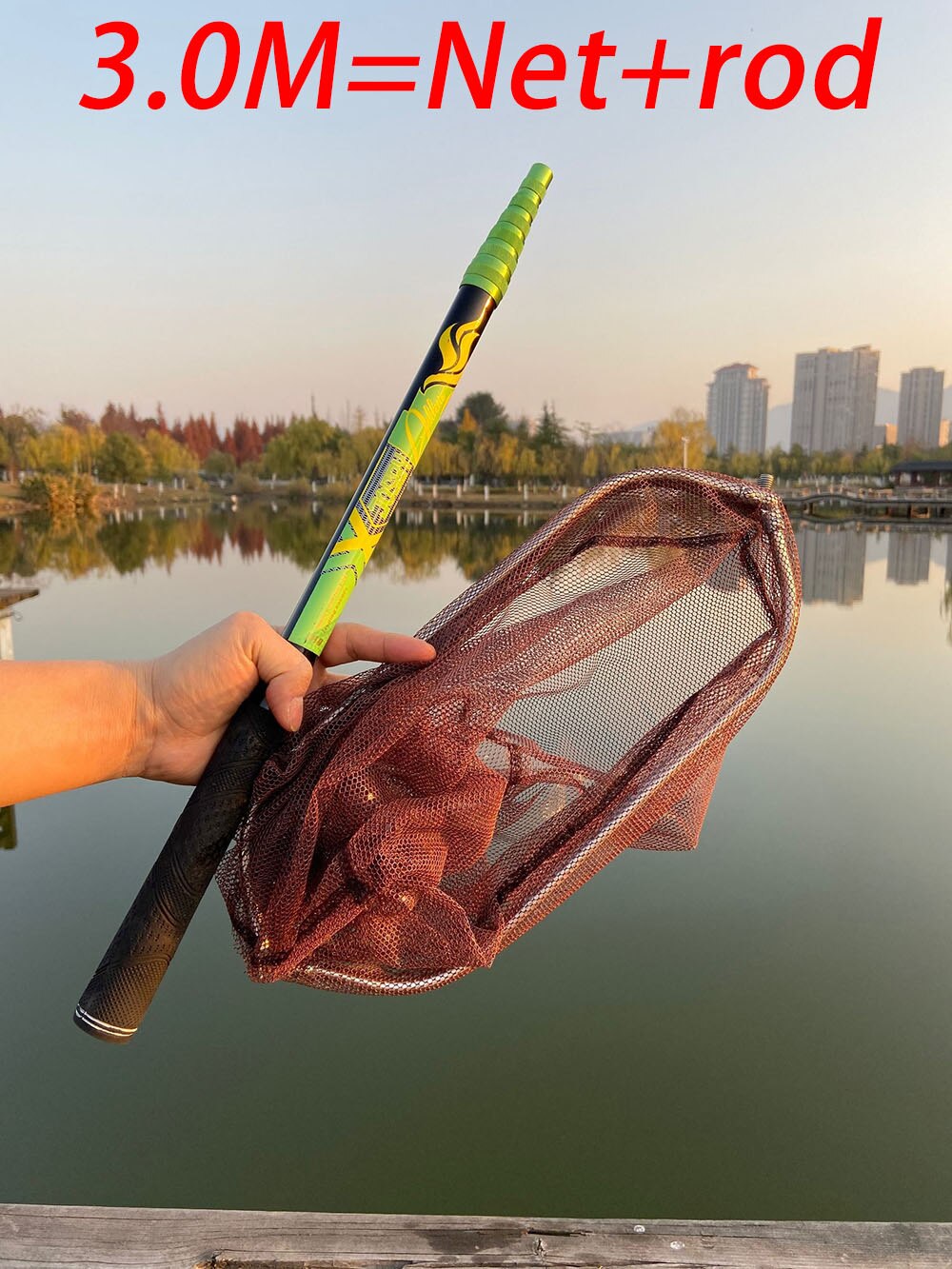 JOSBY 4M 3M 2.1M Fishing landing hand Nets Folding... – Grandado