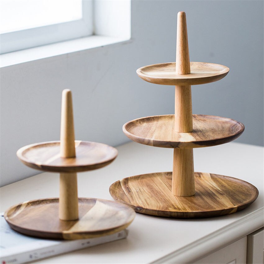 Multi-Layer Massief Houten Dessert Rack Eiken Acac... – Grandado