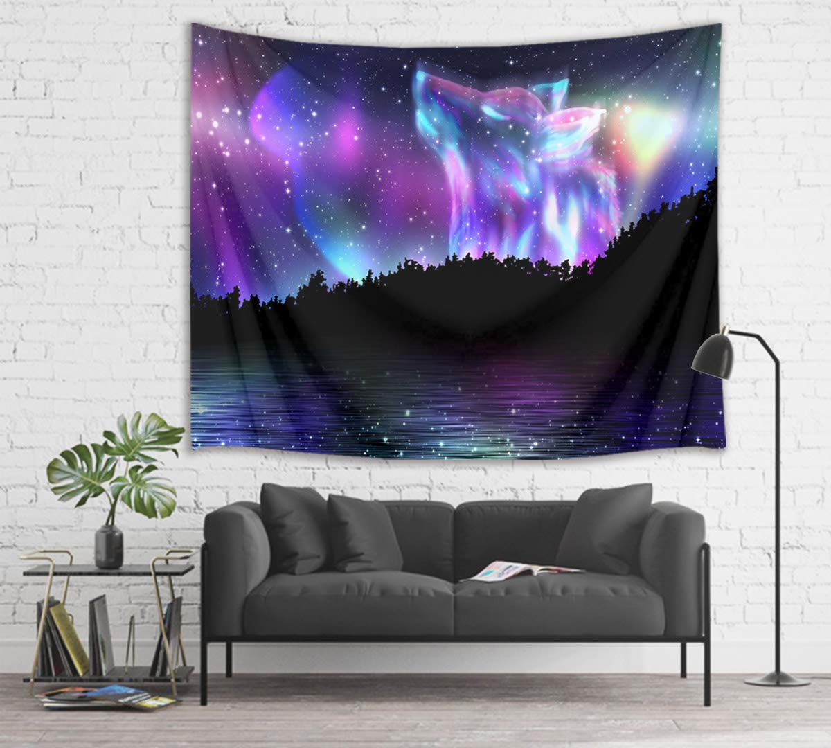 Space Wolf in Starry Sky with Jungle and River Sce... – Grandado