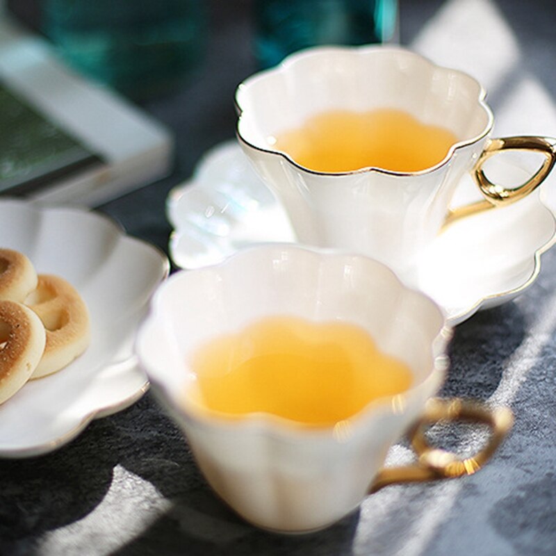 Flower Bone China Tea Cup Saucer Set Ceramic Tea C... – Grandado