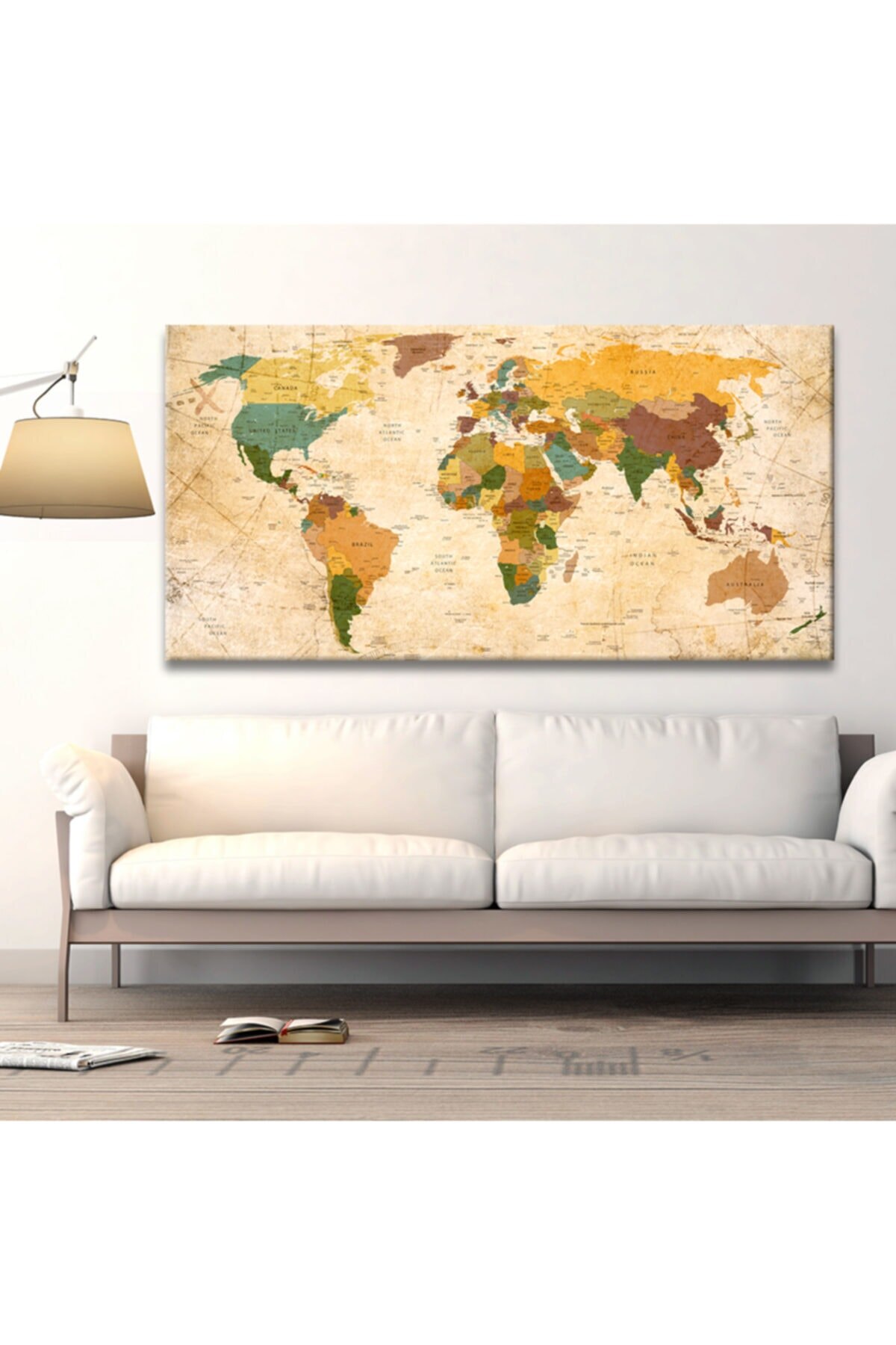 Tableau en toile carte du monde actuelle 70x140 Cm... – Grandado