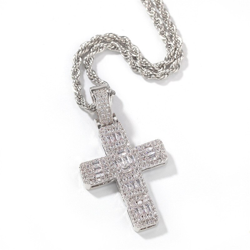 Iced Out Cross Pendant Necklace For Men With Chain... – Grandado