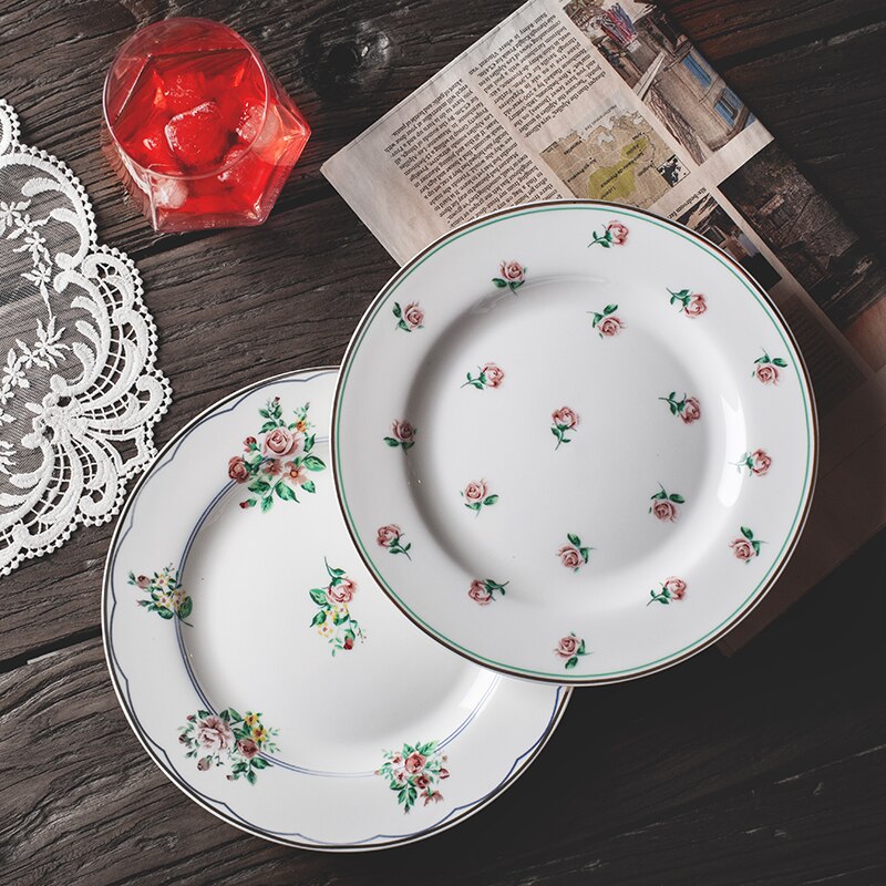 Cute plate Set Phnom Penh Rose Flower Ceramic Dinn... – Vicedeal